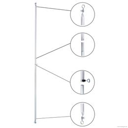 DWT Veranda-/ Dachauflagestange Alu 25 x 1 mm 2 Schellen u. Gripstop, 170-280 cm