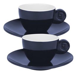 Gimex Espressoset Solid Line, blau/weiß