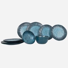 Gimex Geschirrset Stone Line 12-teilig, dark blue