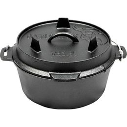 Valhal Outdoor Feuertopf Dutch Oven Gusseisen, flacher Boden, 3,8 l