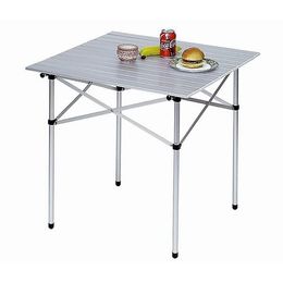 Alu-Campingtisch mit Rollplatte 70 x 70 cm, silber