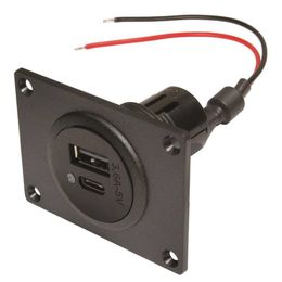 Procar Einbausteckdose 1 x 3600 mA USB-A, 1 x 3600 mA USB-C Anschluss