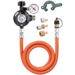 GOK Gasregler-Schlauchleitung-Set mit Manometer, 50 mbar