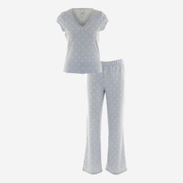 Hellblaues Pyjama-Set mit Schleifchenmuster