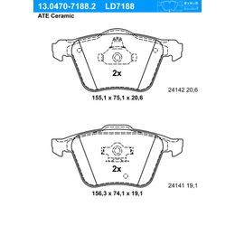ATE Bremsbelagsatz, Scheibenbremse Ceramic 13.0470-7188.2 vorne rechts links f&uuml;r VOLVO 274331 31262705