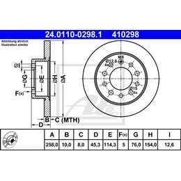 ATE Bremsensatz-Vorn und hinten Bremsensatz, Scheibenbremse vorne rechts links bel&uuml;ftet 280mm f&uuml;r HYUNDAI KIA 51712-1F000 58101-2CA20 58411-2C000 SG00