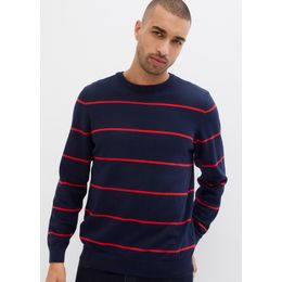 bonprix Feinstrickpullover Regular Fit, blau, mit Baumwolle