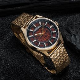 Holzkern Holzuhr Nomadics (Achat/Gold), Herren, Naturholz