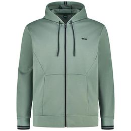 Gro&szlig;e Gr&ouml;&szlig;en BOSS Sweatjacke mit Stretch Farbe dunkelgr&uuml;n Gr&ouml;&szlig;e: 4XL