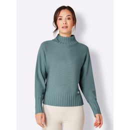 CREATION L PREMIUM Wit Damen Wollpullover mit Fledermaus-&Auml;rmel, jade, Gr&ouml;&szlig;e 38