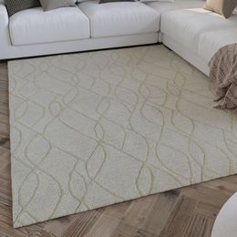 Wollteppich Wecon Home "Hamptons TWENTYTHREE", beige (creme wei&szlig;), B:40cm H:15mm L:60cm, Schurwolle, Teppiche, L&auml;ufer, Schurwolle, Kurzflor, Wohnzimmer, Schlafzimmer, Wellen