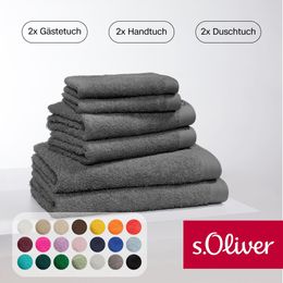Handtuch Set s.Oliver "s.Oliver, Premium Qualit&auml;t, 600 gr/m&sup2;", grau, 6 Stk., Walkfrottier, Walkfrottier, Obermaterial: 100% Baumwolle, Handtuch-Sets, 2 G&auml;stet&uuml;cher 30x50, 2 Handt&uuml;cher 50x100, 2 Duscht&uuml;cher 70x140