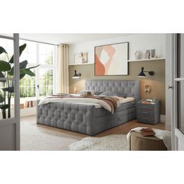 Boxspringbett ED EXCITING DESIGN ""Cashfield", OTTOs Choice Topseller inkl. zwei Bettkästen & Topper", grau, B:200cm L:225cm, 100% Polyester, Komplettbetten, Boxspringbett, erhältlich in den Größen 160x200cm und 180x200cm, Topseller