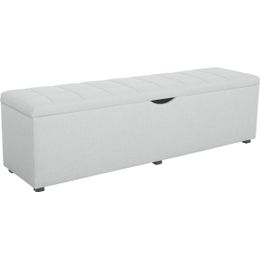 Hockerbank Home Affaire "Checked", grau (hellgrau), B:120cm H:42cm T:40cm, Struktur fein (100% Polyester) f&uuml;r Bett Classico, Piazza, Premium und Vega;Struktur (100% Polyester) f&uuml;r Bett Crato und Lucina;Struktur (60% Baumwolle, 40% Leinen) f&uuml;r Bett Kiss;Kunstleder f&uuml;r Bett Natura;Struktur (100% Polyester) f&uuml;r Bett Nordica, Hocker, mit Stauraum, Breite 120 cm und 160 cm, als Bettbank geeignet