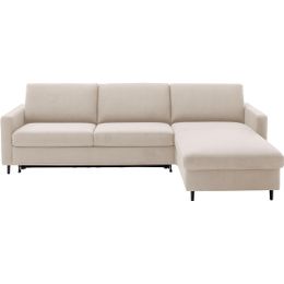 Ecksofa Home Affaire, B:270cm H:86cm T:190cmweiß, 100% Polyester, Sofas, "Calestra, in 3 Breiten, L-Form, mit Kaltschaummatratze RG40"