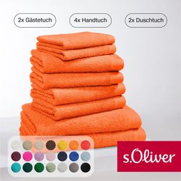 Handtuch Set s.Oliver "s.Oliver, Premium Qualit&auml;t, 600 gr/m&sup2;", orange, 8 Stk., Walkfrottier, Walkfrottier, Obermaterial: 100% Baumwolle, Handtuch-Sets, 2 G&auml;stet&uuml;cher 30x50, 4 Handt&uuml;cher 50x100, 2 Duscht&uuml;cher 70x140