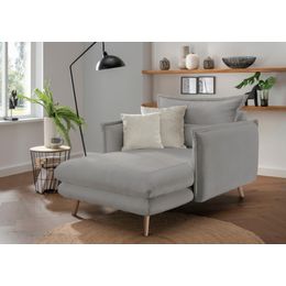 Loveseat Home Affaire "Lazio", grau (grau, blau), B:111cm H:101cm T:167cm, 90% Polyester, 5% Nylon, 5% Rayon, Sessel, moderner Sessel mit einer bequemen Polsterung, 2 Stk. Zierkissen
