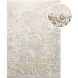 Hochflor-Teppich HOMIE LIVING "Matteo HL-0961", beige (beige, beige), B:133cm H:50mm L:200cm, Polyester, Teppiche, 100% recyceltem PET, Langflor, Shaggy, Wohnzimmer