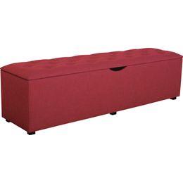 Hockerbank Home Affaire "Knobbed", rot, B:160cm H:42cm T:40cm, Struktur fein (100% Polyester) f&uuml;r Bett Classico, Piazza, Premium und Vega;Struktur (100% Polyester) f&uuml;r Bett Crato und Lucina;Struktur (60% Baumwolle, 40% Leinen) f&uuml;r Bett Kiss;Kunstleder f&uuml;r Bett Natura;Struktur (100% Polyester) f&uuml;r Bett Nordica, Hocker, Hockerbank mit Stauraum, Breite 120 cm und 160 cm