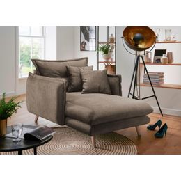 Loveseat Home Affaire "Lazio", braun, B:111cm H:101cm T:167cm, 100% Polyester, Sessel, moderner Sessel mit einer bequemen Polsterung, 2 Stk. Zierkissen