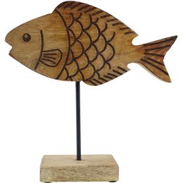 Dekofigur AM Design "Fisch aus Mangoholz und Metall", braun, B:5cm H:20cm T:20cm, Holzwerkstoff, Metall, Dekofiguren, Osterdekoration in drei Gr&ouml;&szlig;en