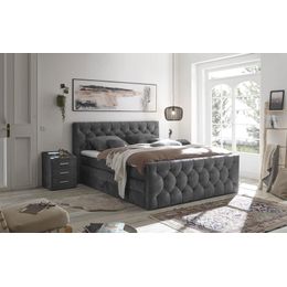 Boxspringbett ED EXCITING DESIGN ""Cashfield", OTTOs Choice Topseller inkl. zwei Bettkästen & Topper", grau (anthrazit), B:180cm L:225cm, 100% Polyester, Komplettbetten, Boxspringbett, erhältlich in den Größen 160x200cm und 180x200cm, Topseller