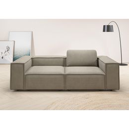 2-Sitzer Home Affaire "Watertown, modernes Sofa 246 cm breit, auch in Feincord", grau (taupe), B:246cm H:68cm T:118cm, 100% Polyester, Sofas, stilvolles Sofa f&uuml;r 2 Personen mit extra breiter Sitzfl&auml;che