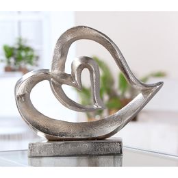 Dekoobjekt Gilde "Standrelief Herz heart in heart", silber (silberfarben), B:29cm H:24,5cm T:10,5cm, Aluminium, Dekofiguren