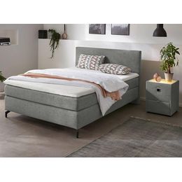 Jockenh&ouml;fer Boxspringbett JOCKENH&Ouml;FER GRUPPE ""Alinas" OTTOs Choice Topseller, inkl. Topper", grau (dunkelgrau 369, 19), B:144cm L:211cm, Bezug Bett: Feinstruktur (100% Polyester);Topper und Matratzenspiegel: 100% Polyester, Komplettbetten, Boxspringbett, erh&auml;ltlich in unterschiedlichen Breiten und Farbvarianten