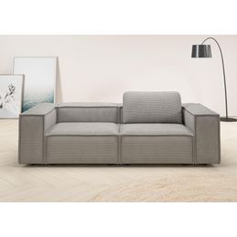 2-Sitzer Home Affaire "Watertown, modernes Sofa 246 cm breit, auch in Feincord", grau, B:246cm H:68cm T:98cm, 95% Polyester, 5% Nylon, Sofas, stilvolles Sofa f&uuml;r 2 Personen mit extra breiter Sitzfl&auml;che