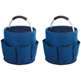 Organizer Maximex "Universal-Reinigungs-Caddy", blau, H:26,5cm T:28cm Ø:28cm, Aluminium, Polyester, Aufbewahrungsboxen, Allzweckkorb mit 6 Außentaschen, ideal für Haushalt, Garten & Camping