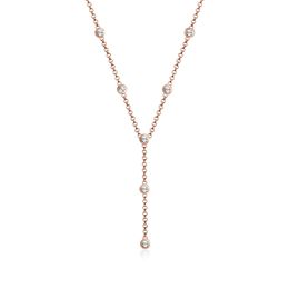 Collierkettchen Elli "Y-Kette 925 Silber, mit Kristallen von Swarovski" Gr. 45, rosa (rosegold), Halsketten, Damen, 45,mit Steinen, Silber 925 (Sterlingsilber), L: 45