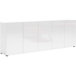 Sideboard Inosign "MISTER – Schrank, Kommode, 225 cm breit, 80 cm hoch, Made in Italy", weiß, B:225cm H:80cm T:38cm, Sideboards, Sideboard, Kommode, komplett Hochglanz lackiert, Breite (B/H): 225/80 cm