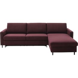 Ecksofa Home Affaire, B:270cm H:86cm T:190cmburgunder, 100% Polyester, Sofas, "Calestra, in 3 Breiten, L-Form, mit Kaltschaummatratze Premium RG55"