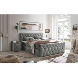Boxspringbett ED EXCITING DESIGN ""Cashfield", OTTOs Choice Topseller inkl. zwei Bettkästen & Topper", grau, B:180cm L:225cm, 100% Polyester, Komplettbetten, Boxspringbett, erhältlich in den Größen 160x200cm und 180x200cm, Topseller