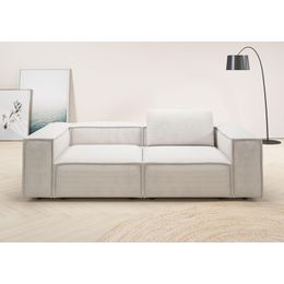2-Sitzer Home Affaire "Watertown, modernes Sofa 246 cm breit, auch in Feincord", wei&szlig;, B:246cm H:68cm T:118cm, 95% Polyester, 5% Nylon, Sofas, stilvolles Sofa f&uuml;r 2 Personen mit extra breiter Sitzfl&auml;che