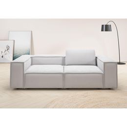 2-Sitzer Home Affaire "Watertown, modernes Sofa 246 cm breit, auch in Feincord", grau (light, grau), B:246cm H:68cm T:118cm, 94% Polyester, 6% Nylon, Sofas, stilvolles Sofa f&uuml;r 2 Personen mit extra breiter Sitzfl&auml;che