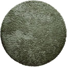 Hochflor-Teppich HOMIE LIVING "Matteo HL-0961", gr&uuml;n, H:50mm &Oslash;:200cm, Polyester, Teppiche, 100% recyceltem PET, Langflor, Shaggy, Wohnzimmer