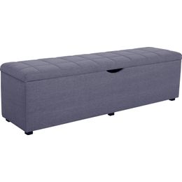 Hockerbank Home Affaire "Checked", blau (blau, grau), B:160cm H:42cm T:40cm, Struktur fein (100% Polyester) f&uuml;r Bett Classico, Piazza, Premium und Vega;Struktur (100% Polyester) f&uuml;r Bett Crato und Lucina;Struktur (60% Baumwolle, 40% Leinen) f&uuml;r Bett Kiss;Kunstleder f&uuml;r Bett Natura;Struktur (100% Polyester) f&uuml;r Bett Nordica, Hocker, mit Stauraum, Breite 120 cm und 160 cm, als Bettbank geeignet