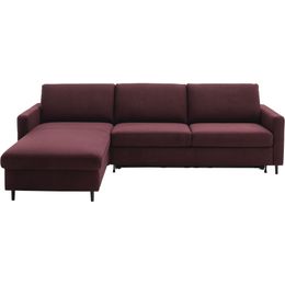 Ecksofa Home Affaire, B:270cm H:86cm T:190cmburgunder, 100% Polyester, Sofas, "Calestra, in 3 Breiten, L-Form, mit Kaltschaummatratze Premium RG55"