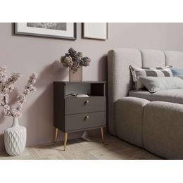 Nachttisch Home Affaire, B:50cm H:69,5cm T:34cmbraun, braun, Schlafzimmer, Tische, "Elyria, Metallgriffe, FSC-zertifizierter Holzwerkstoff"