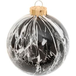 Weihnachtsbaumkugel KREBS GLAS LAUSCHA "Spezial-Glaskugel, Marmoroptik, &Oslash; ca. 10 cm", schwarz, &Oslash;:10cm, Glas, Weihnachtsbaumkugeln, Weihnachtsbaumkugeln, Weihnachtsdeko, Christbaumschmuck, Christbaumkugeln aus Glas