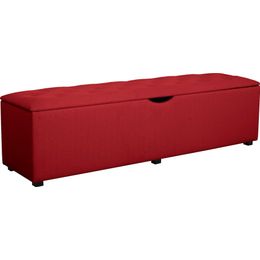 Hockerbank Home Affaire "Knobbed", rot, B:120cm H:42cm T:40cm, Struktur fein (100% Polyester) f&uuml;r Bett Classico, Piazza, Premium und Vega;Struktur (100% Polyester) f&uuml;r Bett Crato und Lucina;Struktur (60% Baumwolle, 40% Leinen) f&uuml;r Bett Kiss;Kunstleder f&uuml;r Bett Natura;Struktur (100% Polyester) f&uuml;r Bett Nordica, Hocker, Hockerbank mit Stauraum, Breite 120 cm und 160 cm