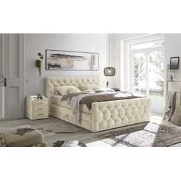 Boxspringbett ED EXCITING DESIGN ""Cashfield", OTTOs Choice Topseller inkl. zwei Bettkästen & Topper", beige, B:200cm L:225cm, 100% Polyester, Komplettbetten, Boxspringbett, erhältlich in den Größen 160x200cm und 180x200cm, Topseller