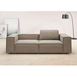 2-Sitzer Home Affaire "Watertown, modernes Sofa 246 cm breit, auch in Feincord", grau (taupe), B:246cm H:68cm T:98cm, 100% Polyester, Sofas, stilvolles Sofa f&uuml;r 2 Personen mit extra breiter Sitzfl&auml;che