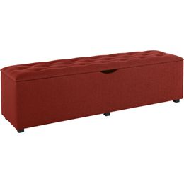 Hockerbank Home Affaire "Knobbed", braun (rost), B:160cm H:42cm T:40cm, Struktur fein (100% Polyester) für Bett Classico, Piazza, Premium und Vega;Struktur (100% Polyester) für Bett Crato und Lucina;Struktur (60% Baumwolle, 40% Leinen) für Bett Kiss;Kunstleder für Bett Natura;Struktur (100% Polyester) für Bett Nordica, Hocker, Hockerbank mit Stauraum, Breite 120 cm und 160 cm