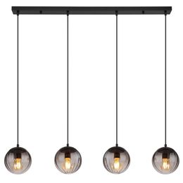 Globo LIGHTING Hängeleuchte "DALLERTA", schwarz, 1 Stk., Leuchten, Hängelampe/Pendelleuchte/Glas rauchfarben/Höhe kürzbar/Esstisch, Hängeleuchte