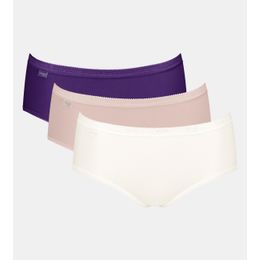 Minislip Sloggi "Basic+", Damen, Gr. 40, bunt (multiple colours 18), Single Jersey, Obermaterial: 95% Polyamid, 5% Elasthan, clean, unifarben, k&ouml;rpernah, Unterhosen, Baumwollmix, klassischer Stil, mittelhoher Bund, Softn&auml;hte