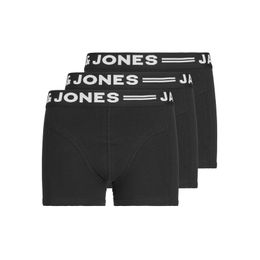 Jack & Jones Trunk JACK & JONES JUNIOR "SENSE TRUNKS 3-PACK NOOS", Jungen, Gr. 128, 3 Stk., schwarz (schwarz detail:schwarz wasitband with weiß logo), Jersey, Obermaterial: 95% Baumwolle, 5% Elasthan, unifarben, eng, Unterhosen