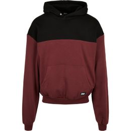 Sweatshirt Urban Classics "Urban Classics Herren Upper Block Hoody", Herren, Gr. M, cherry, blk, 65% Baumwolle, 35% Polyester, Sweatshirts Sweatshirt